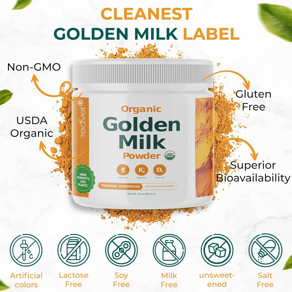 Teaveli® | Organic Golden Milk Powder with Vitamins D3, K2 and Nine ...